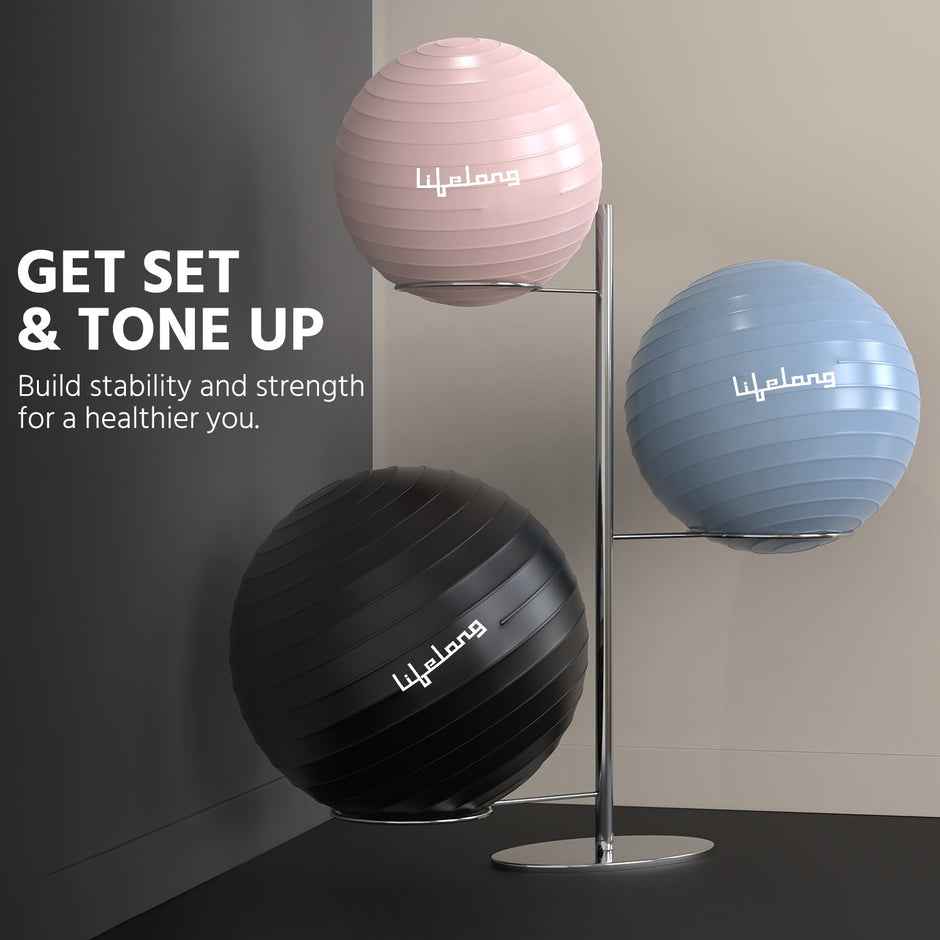 Lifelong LLFAGB65 Exercise & Stability Gym Ball - 65cm PVC-Burst with ...