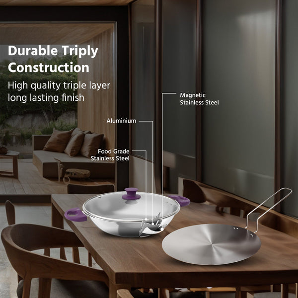 Lifelong | Triply Cookware Set with Kadhai and Roti Tawa – Lifelong Online