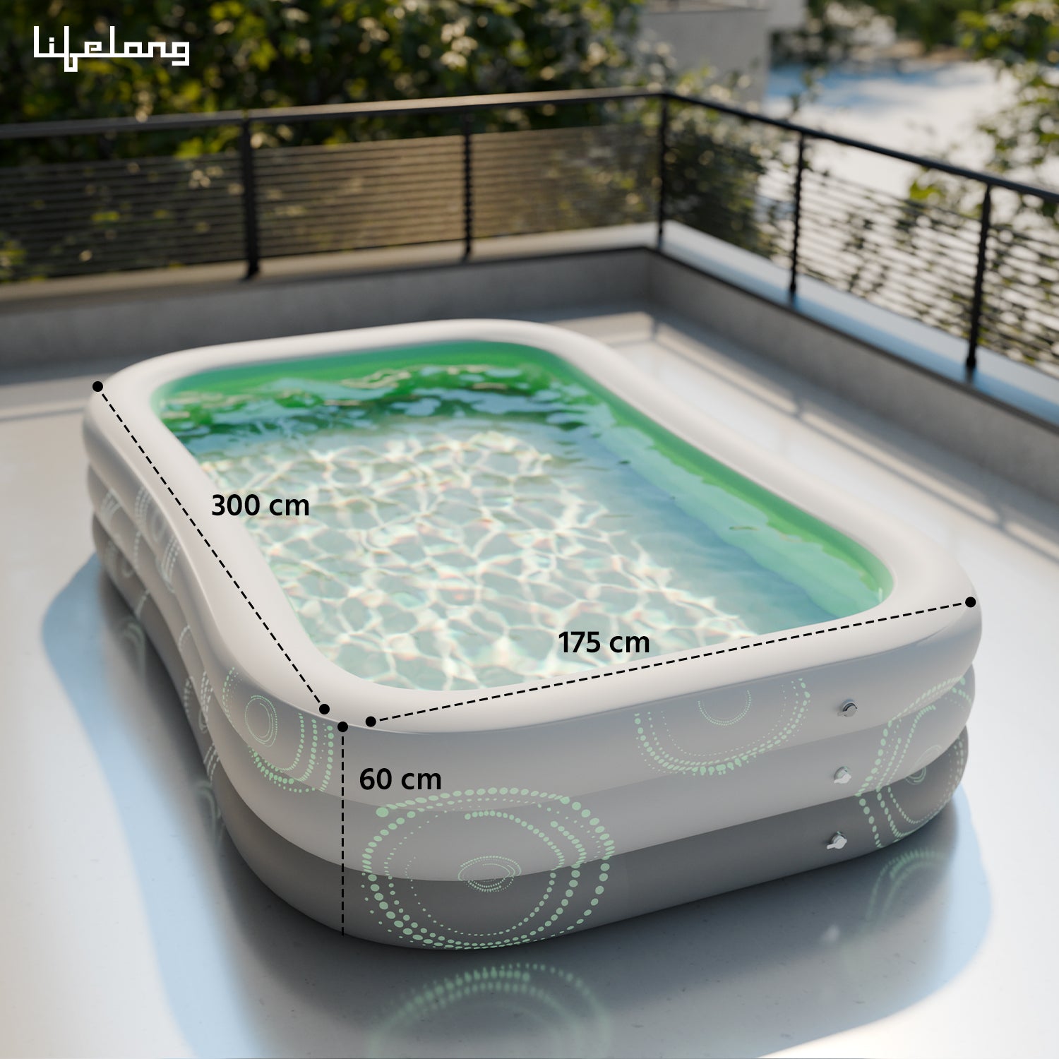 10FT Inflatable Family Swimming Pool-Heavy-Duty PVC, Quick Inflation ...