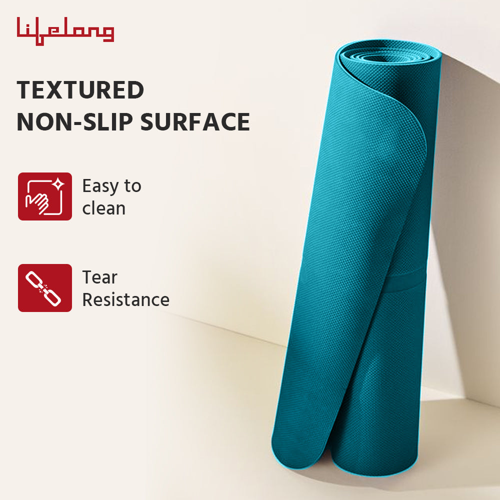 Lifelong Yoga mat for Women & Men EVA Material 8mm Sea Blue Anti Slip ...