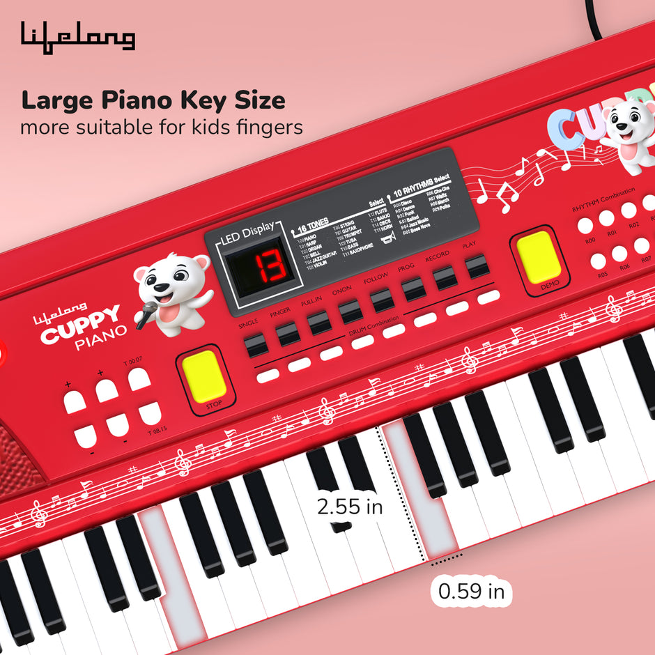 Lifelong Cuppy 61-Key Kids Keyboard Piano with Microphone – LED Displa ...