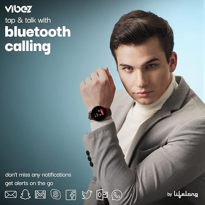 Vibez by Lifelong Emerald Men Smartwatch with Bluetooth Calling ...