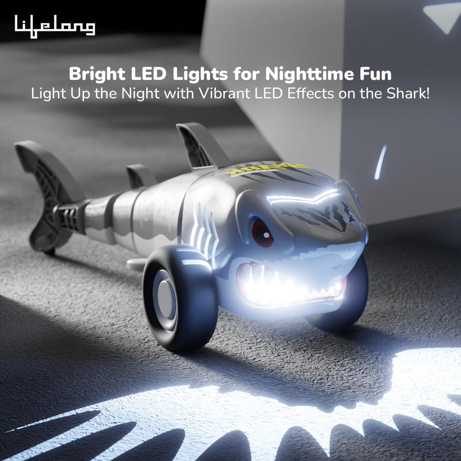 Lifelong Cuppy Remote Control Shark Car | 360° Spin RC Toy with LED Li ...