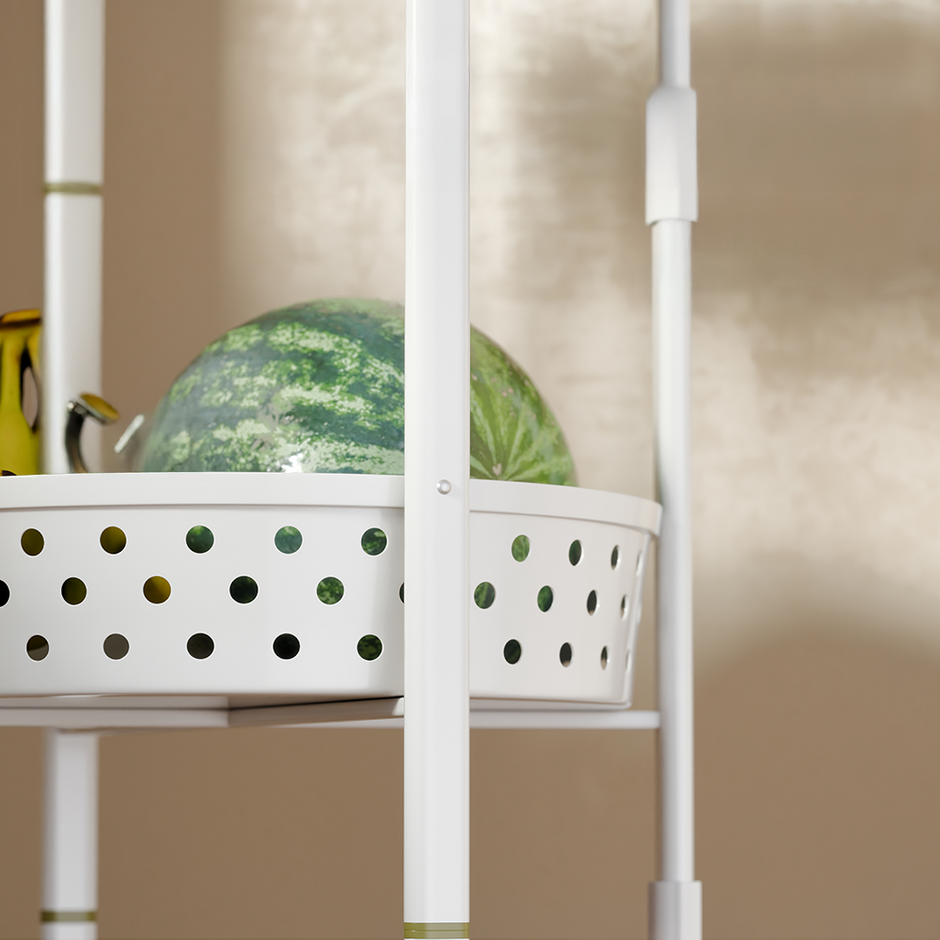 3-Layer Foldable Kitchen Storage Rack with Wheels – Alloy Steel Organi ...