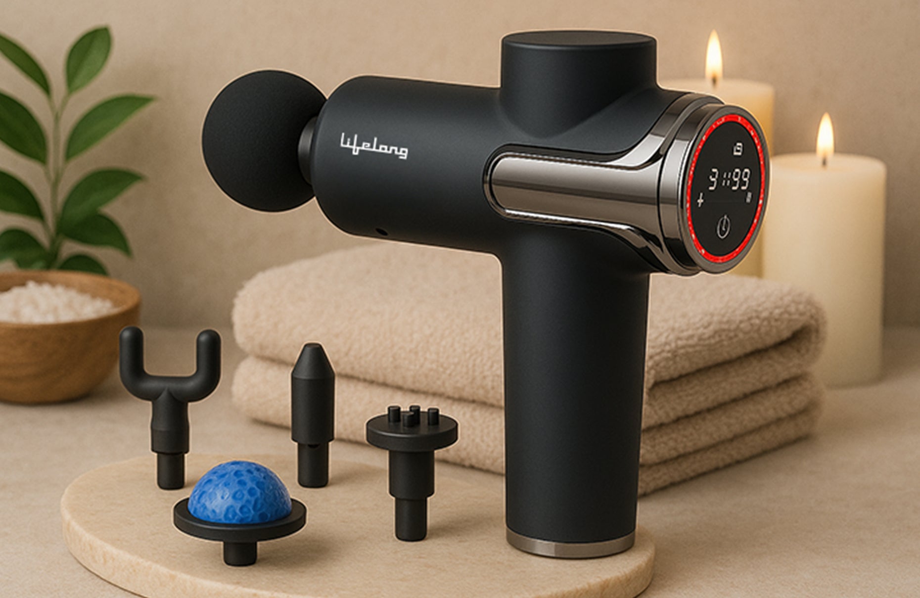 Lifelong LLGM189 Gun massager | 3 massage Modes | Additional cold comp ...