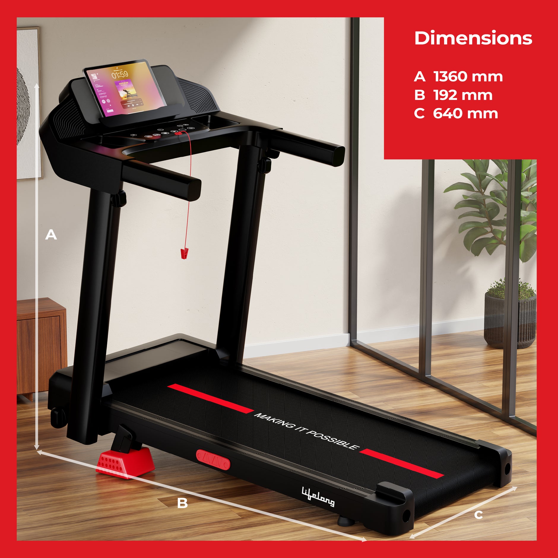 Lifelong 4.5HP Motorized Treadmill for Home | Manual Incline 12% | Fol ...