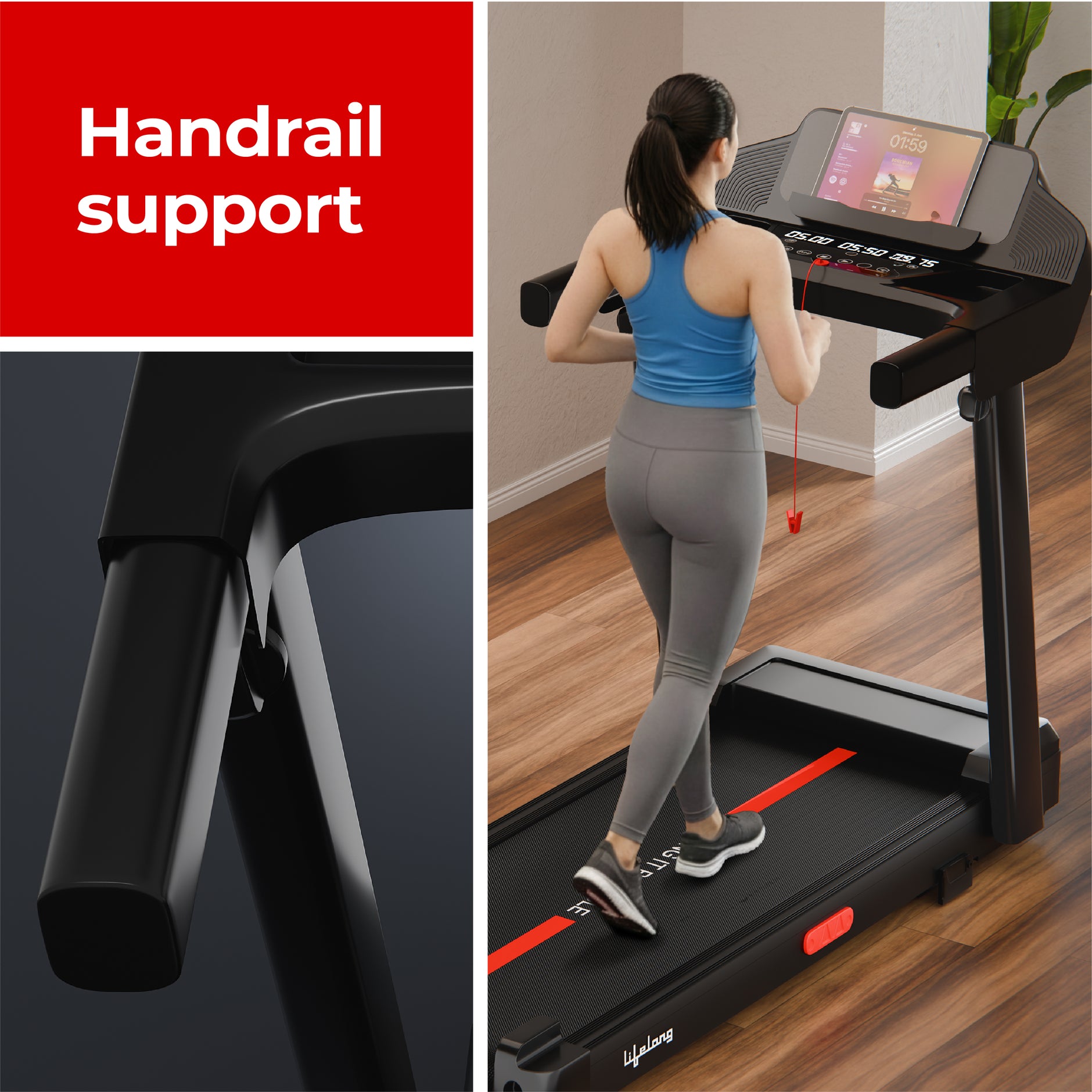 Lifelong 4.5HP Motorized Treadmill for Home | Manual Incline 12% | Fol ...